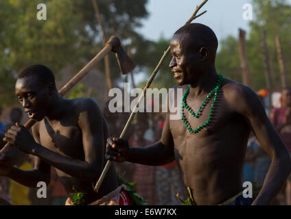 Majang Tribe Dancing For A Celebration, Kobown, Ethiopia Stock Photo ...