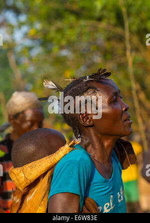 Majang Tribe Dancing For A Celebration, Kobown, Ethiopia Stock Photo ...
