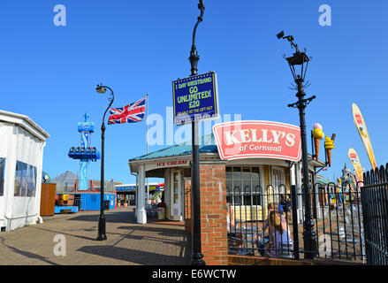 Funfair ride at Littlehampton amusement park in England on a summers ...