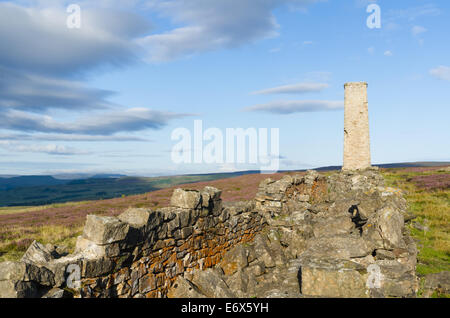 Cobscar lead mine chimney and flue in Wensleydale Stock Photo - Alamy