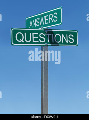Questions and answers signs Stock Photo - Alamy