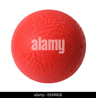 Red rubber school playground ball on white background obesity Stock ...