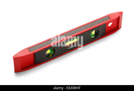 Carpenter's level on a white background top view Stock Photo - Alamy