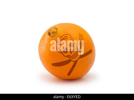 Poisonous GMO orange isolated on white background Stock Photo - Alamy