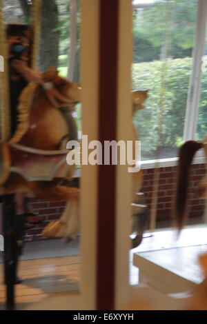 Inside of the carousel in Congress Park, Saratoga, New York, USA Stock ...