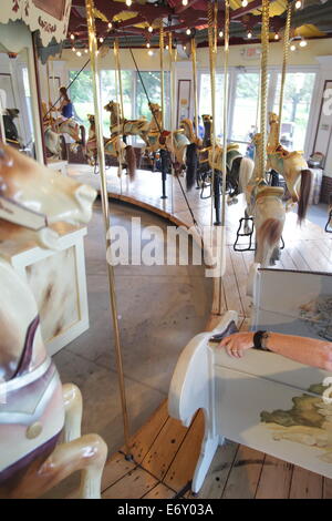 Inside of the carousel in Congress Park, Saratoga, New York, USA Stock ...
