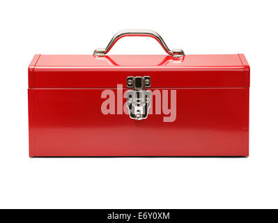 Red Metal Tool Box Isolated On White Background Stock Photo - Alamy