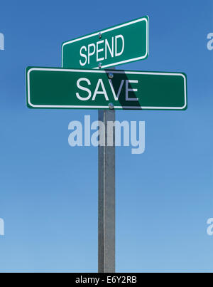 Street Sign the Direction Way to Spend Money Stock Photo - Alamy