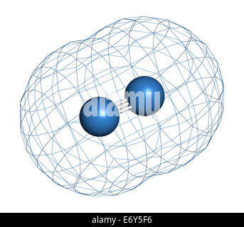 Elemental nitrogen (N2) molecule. Nitrogen gas is the main component of ...