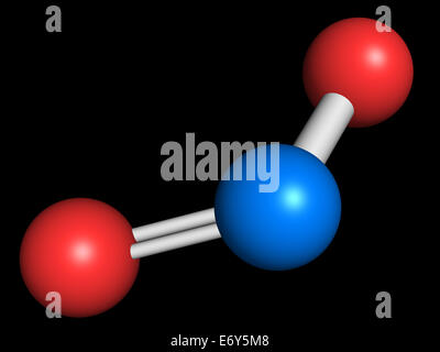 Nitrous oxide molecule. Atoms are represented as spheres and are Stock ...