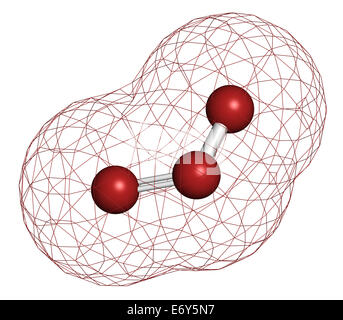 Ozone (trioxygen, O3) molecule, chemical structure. Stylized skeletal ...