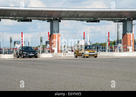 French toll AutoRoute motorway in Provence France gantry signs above A8 ...