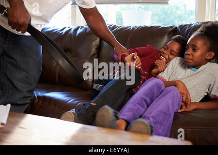Father Being Physically Abusive Towards Children At Home Stock Photo ...