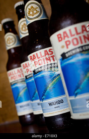 Bottles with Longfin Lager, Helles Lager in tasting room of the Ballast ...