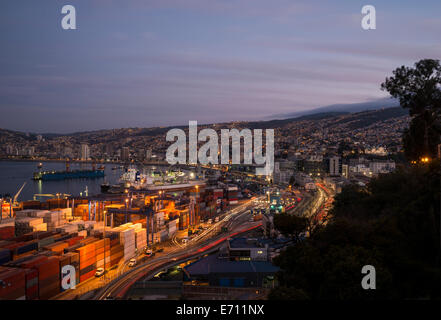 View of city and ports from Paseo 21 de Mayo, Cerro Playa Ancha ...