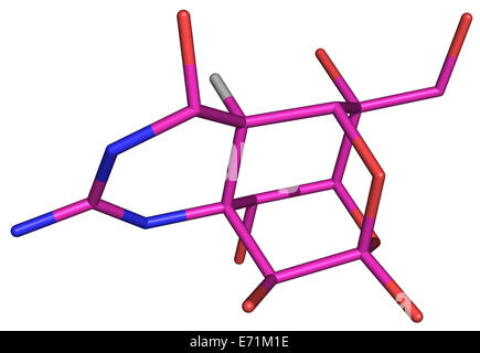 Tetrodotoxin (TTX) pufferfish neurotoxin molecule. Stylized skeletal ...
