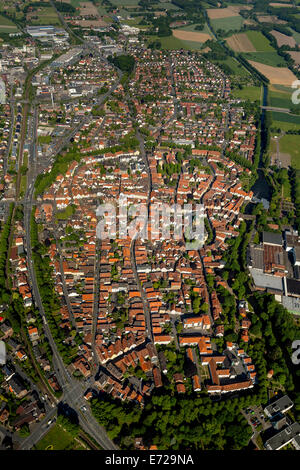 Aerial, view of the old town, Warendorf, North Rhine-Westphalia ...