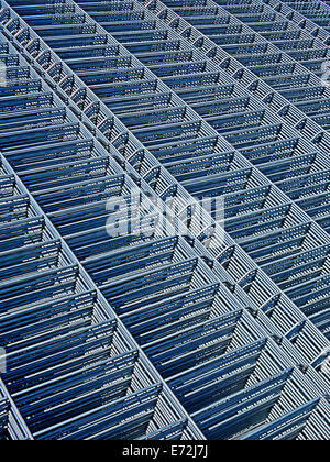 Rebar reinforcement steel net structure at building construction site ...