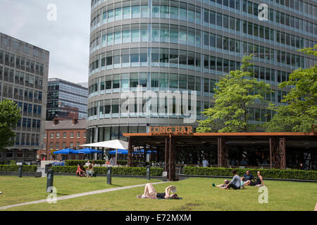 The Long Bar and the Lawn, Spinningfields, Manchester, England, UK ...