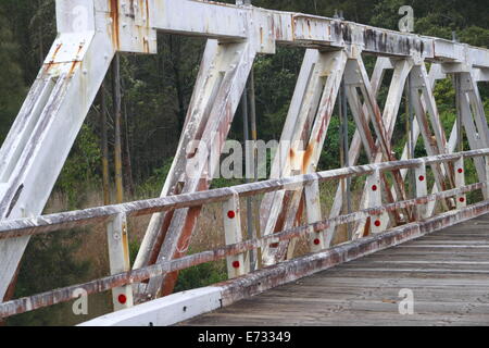 Old Wisemans ferry timber bridge structure Stock Photo - Alamy