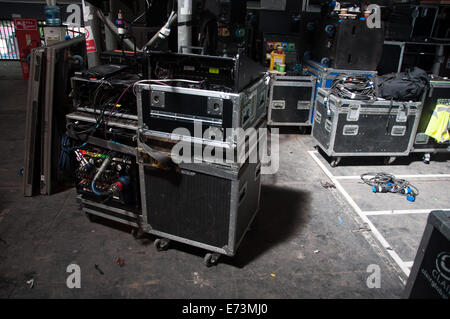 Boxes stage equipment for a concert Stock Photo - Alamy