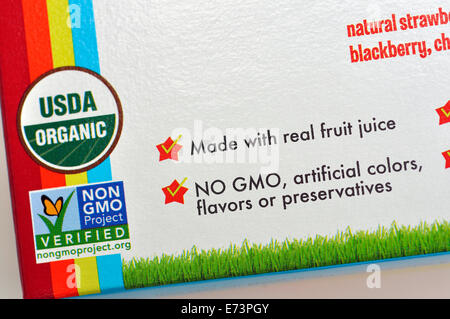 Non GMO organic label on food package - USA Stock Photo - Alamy