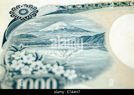 Japanese currency 1000 yen banknote with portrait of Hideyo Noguchi ...