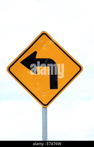sharp turn ahead sign on mountain Stock Photo - Alamy
