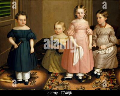 'The Alling Children' by Oliver Tarbell Eddy, painted around 1839, is a ...