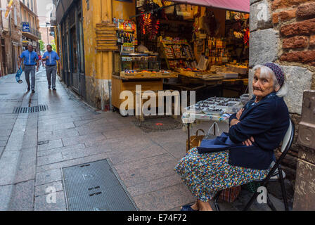 Perpignan, France, French Food Markets, Tourist Woman Shopping Alone ...