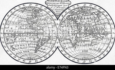 World Map, Abraham van Krevelt, 1772 print World map with the eastern ...