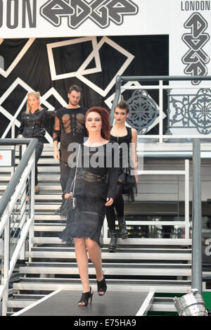 London, UK. 7th Sept 2014. Models wearing a new collections of ...
