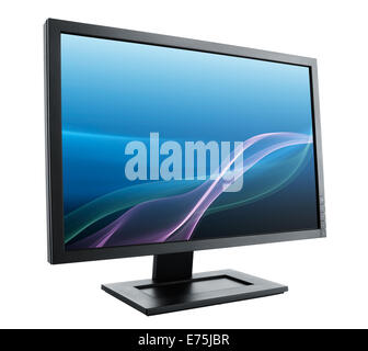 Computer with flat screen isolated on white Stock Photo - Alamy