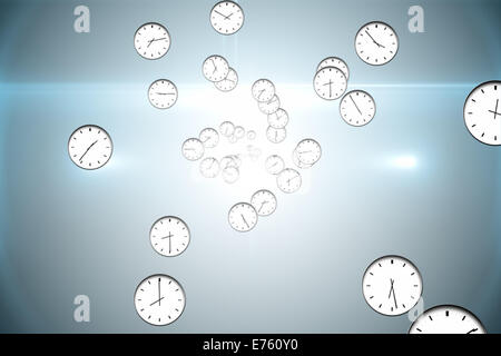 Digitally generated floating clock pattern Stock Photo - Alamy