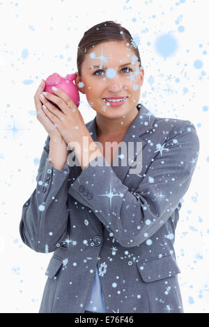 Beautiful brunette smiling clerk woman work Stock Photo - Alamy