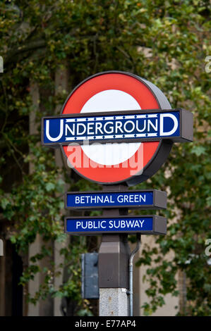 Bethnal Green Underground station sign Borough of Tower Hamlets London ...