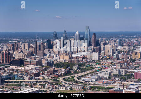 Philadelphia Skyline Cityscape Aerial View With Interstate 95 Highway ...