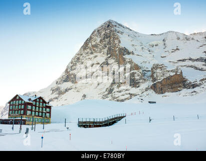 Winter snow North face of the Eiger mountain, Grindelwald Ski resort ...