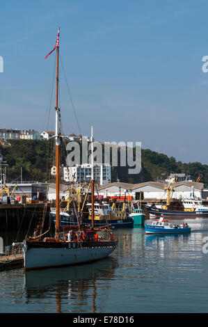 Brixham fishing fleet in harbour,beach, Beam trawler,beam trawlers ...