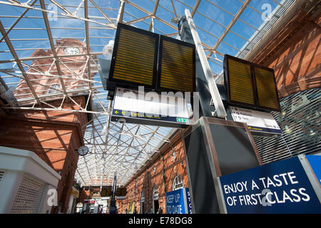 Inside the newly refurbished train station in Nottingham City, England ...
