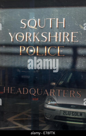 South Yorkshire Police sign and logo on the side of police car, England ...