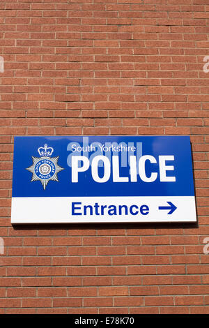 South Yorkshire Police sign and logo on the side of police car, England ...