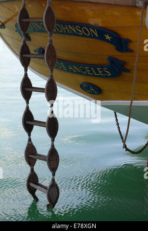 A ladder descending from the Tall Ship Irving Johnson to the water for ...