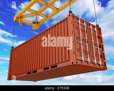 Loading red cargo Container (done in 3d Stock Photo - Alamy