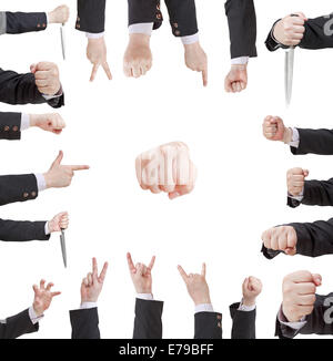 set of aggressive hand gesture isolated on white background Stock Photo ...