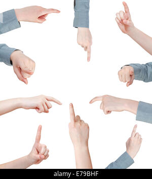 set of female pressing forefinger - hand gesture isolated on white background Stock Photo - Alamy
