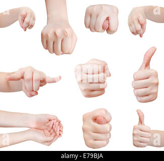 Fist with thumb up. Front view of a tightly clenched male fist with the ...