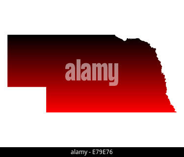 Nebraska US state map red outline border. illustration isolated on ...