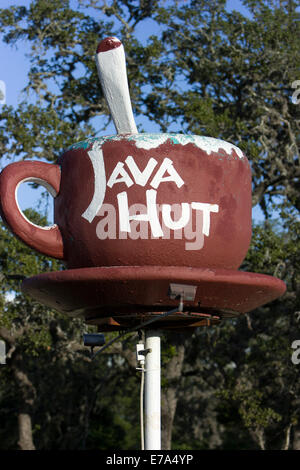 Java hut sign, Pipe Creek Texas Stock Photo - Alamy