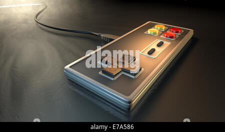 A regular vintage rectangular gaming controller with red and black ...